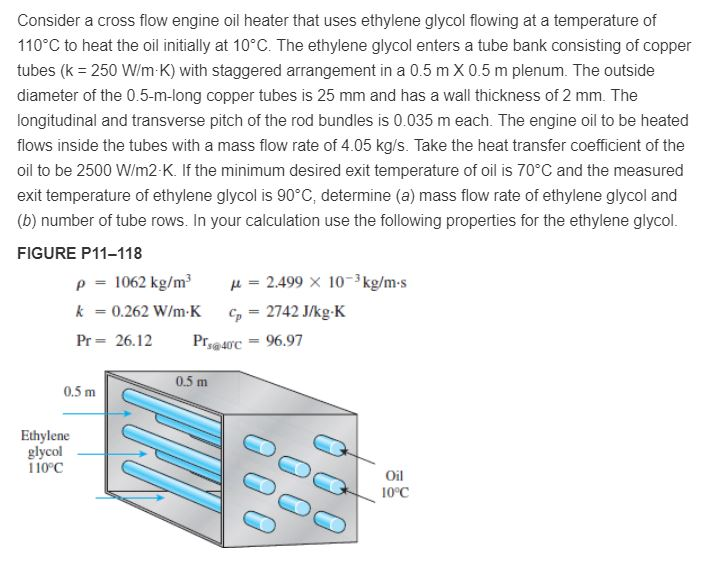 Solved Consider a cross flow engine oil heater that uses | Chegg.com