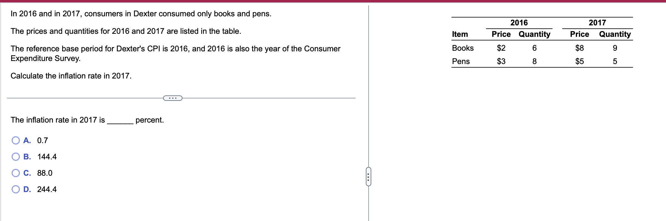 Solved In 2016 and in 2017, consumers in Dexter consumed | Chegg.com