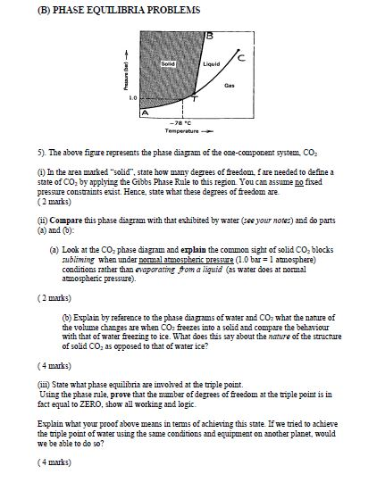 Solved (B) PHASE EQUILIBRIA PROBLEMS Liquid 5). The above | Chegg.com