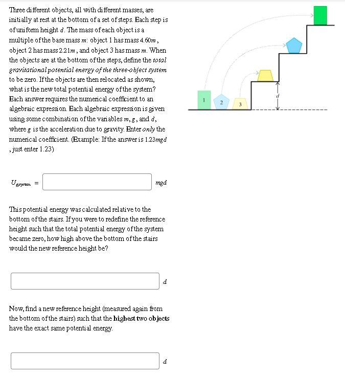Solved Three different objects, all with different masses, | Chegg.com