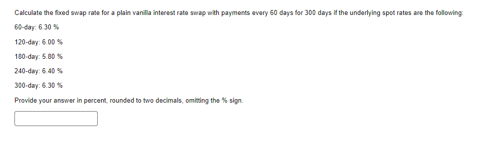 Solved Calculate the fixed swap rate for a plain vanilla | Chegg.com