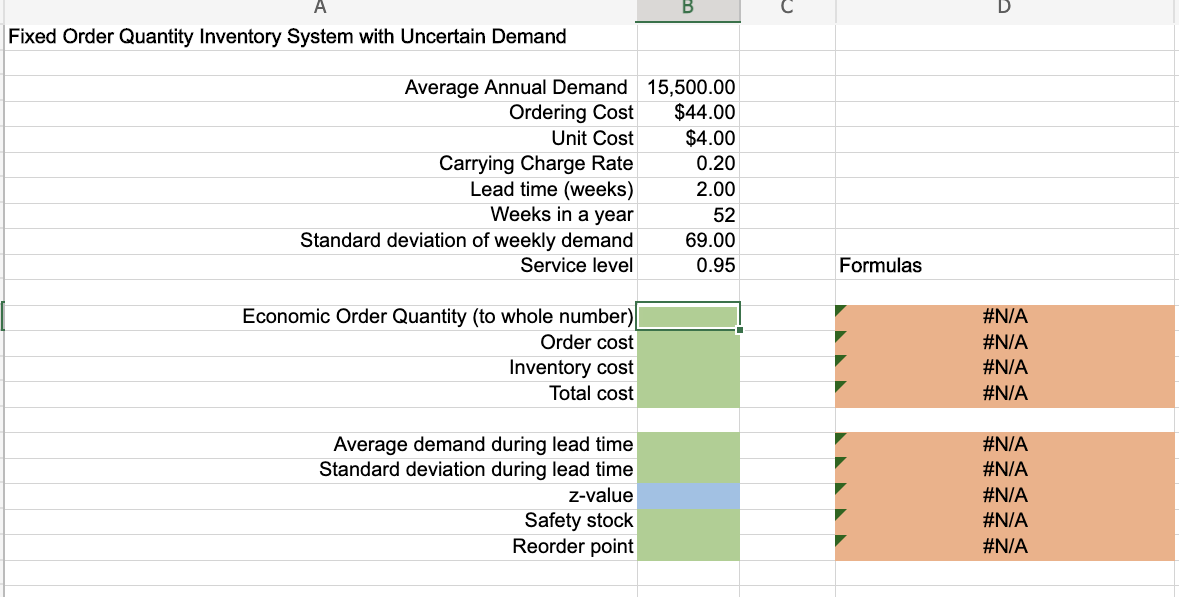 Solved C Fixed Order Quantity Inventory System with | Chegg.com