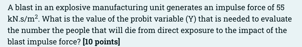 Solved A blast in an explosive manufacturing unit generates | Chegg.com