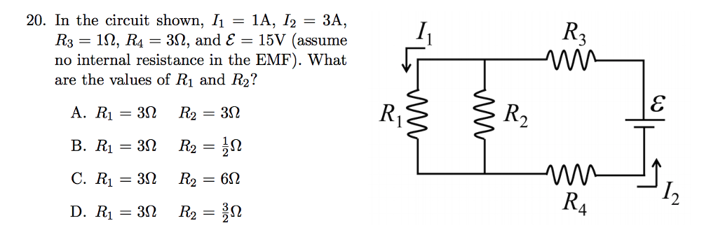 Solved In the circuit shown, I1 = 1A, I2 = 3A, R3 = 1⌦, R4 = | Chegg.com