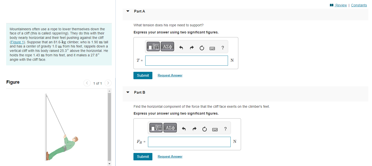 Solved What tension does his rope need to support? | Chegg.com