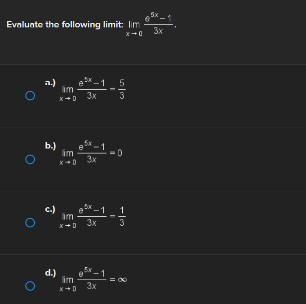 Solved Evaluate the following limit: | Chegg.com