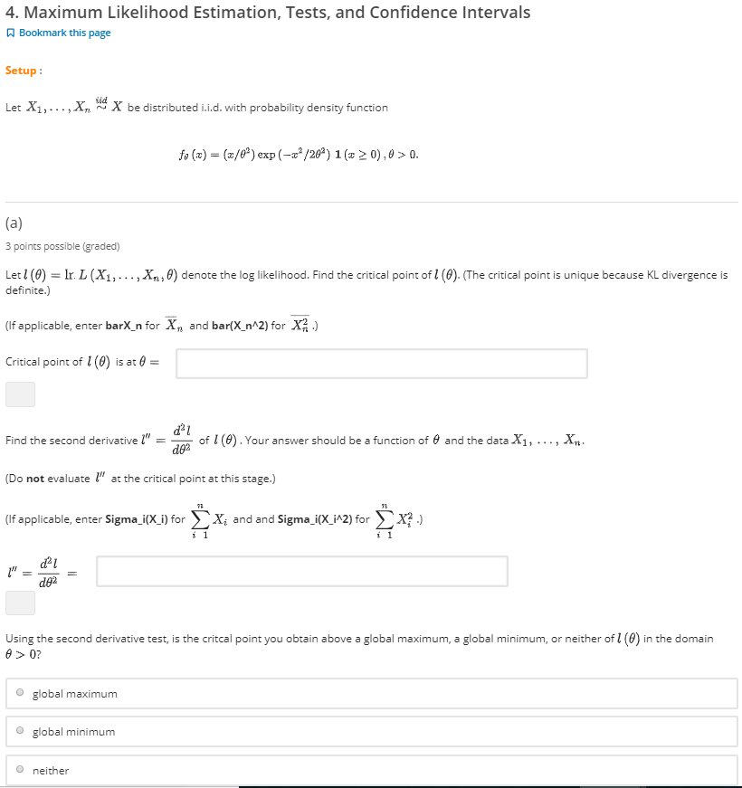 4. Maximum Likelihood Estimation, Tests, and | Chegg.com
