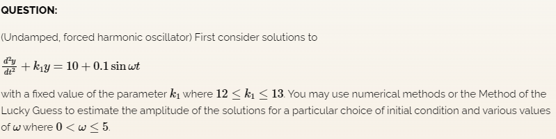 Solved (Undamped, forced harmonic oscillator) First consider | Chegg.com