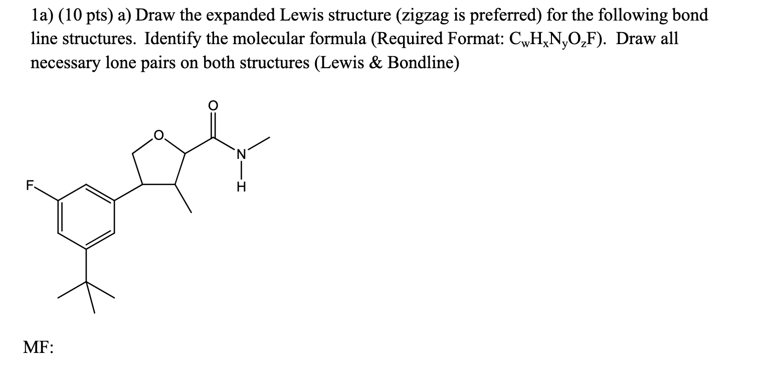 Solved 1a) (10pts) ﻿a) ﻿Draw the expanded Lewis structure | Chegg.com
