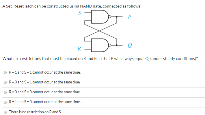 Solved A Set-Reset latch can be constructed using NAND gate, | Chegg.com