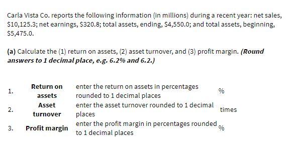 Solved Carla Vista Co. reports the following information (in | Chegg.com