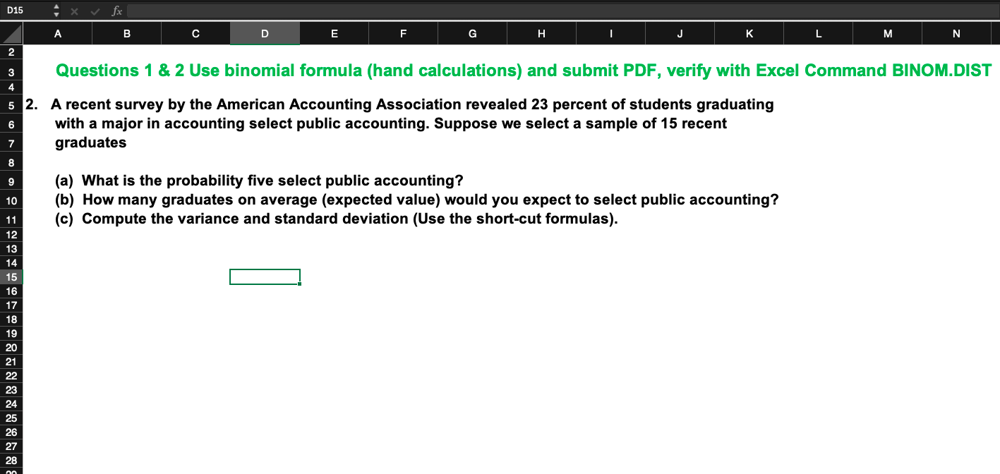 Solved Use binomial formula (hand calculations) ﻿and submit | Chegg.com