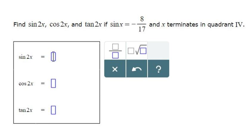 Solved Find sin 2r, cos2r, and tan 2r if sinr and r | Chegg.com