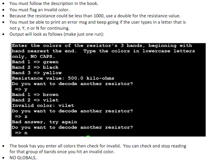 Solved Create A Program That Displays The Resistance Of A