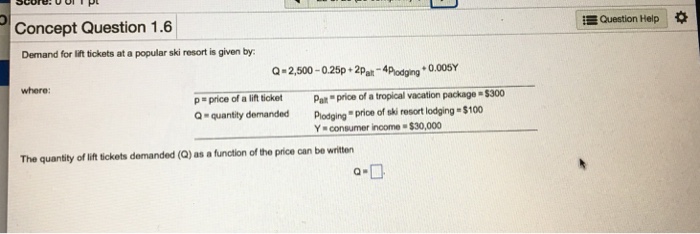Solved Concept Question 1.6 EQuestion Help Demand for lift | Chegg.com Solved Concept Question 1.6 EQuestion Help Demand for lift | Chegg.com