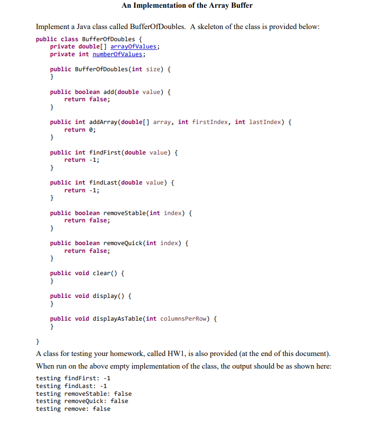 Solved An Implementation of the Array Buffer Implement a | Chegg.com