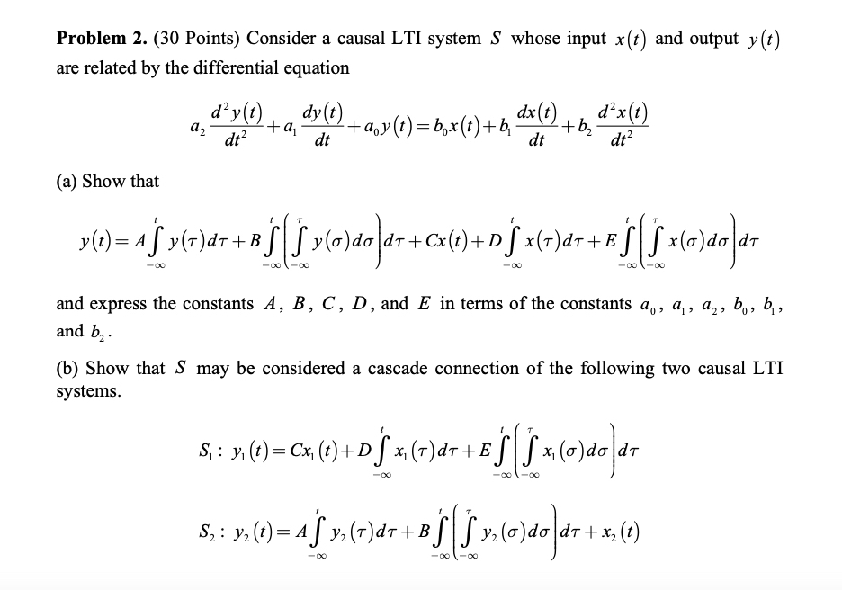 Solved Problem 2. (30 Points) Consider a causal LTI system S | Chegg.com