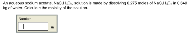 Solved An aqueous sodium acetate, NaC2H3O2, solution is made | Chegg.com