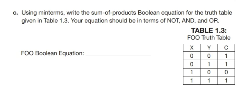 Solved C Using Minterms Write The Sum Of Products Boolean