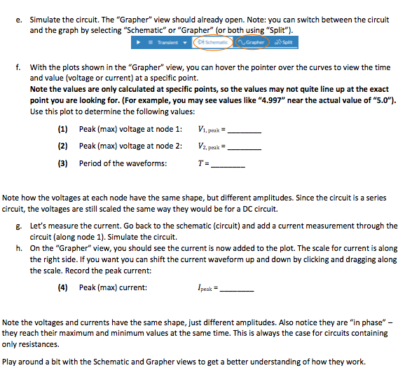 Solved Simulate the circuit. The "Grapher" view should | Chegg.com