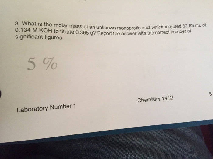 Solved What is the molar mass of an unknown monoprotic acid | Chegg.com