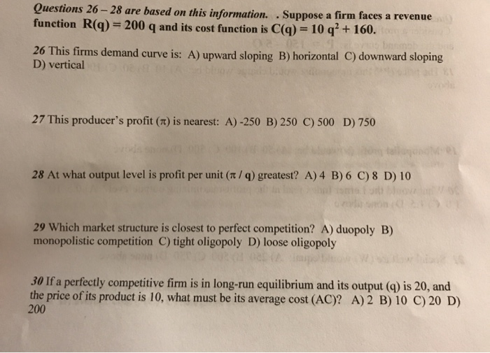 Solved Questions 26-28 are based on this information. . | Chegg.com