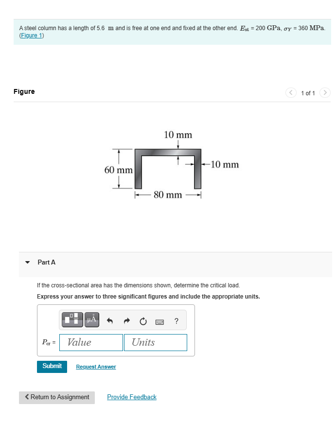 Solved A steel column has a length of 5.6 m ﻿and is ﻿free at | Chegg.com