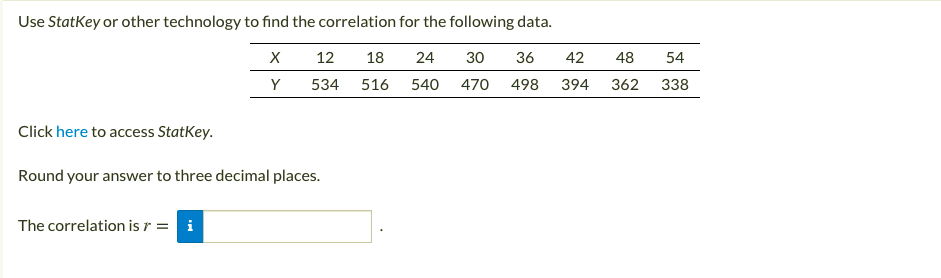 Solved Use StatKey or other technology to find the | Chegg.com