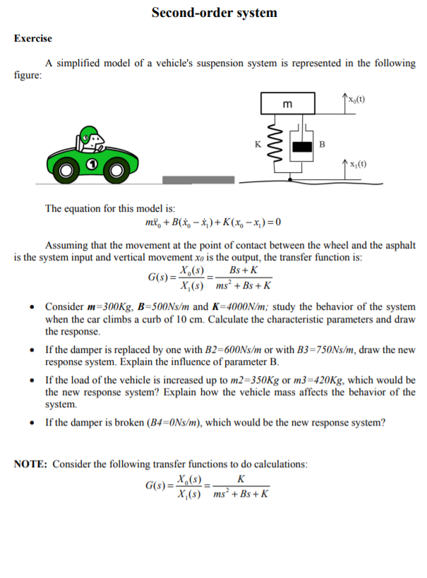 Second-order system Exercise A simplified model of a | Chegg.com