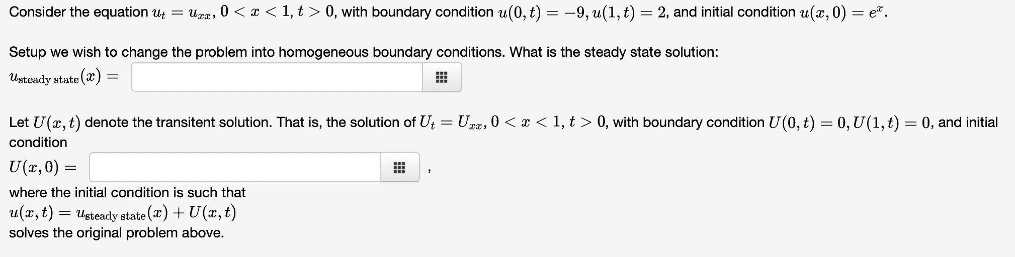 Solved Consider the equation ut=uxx,00, with boundary | Chegg.com