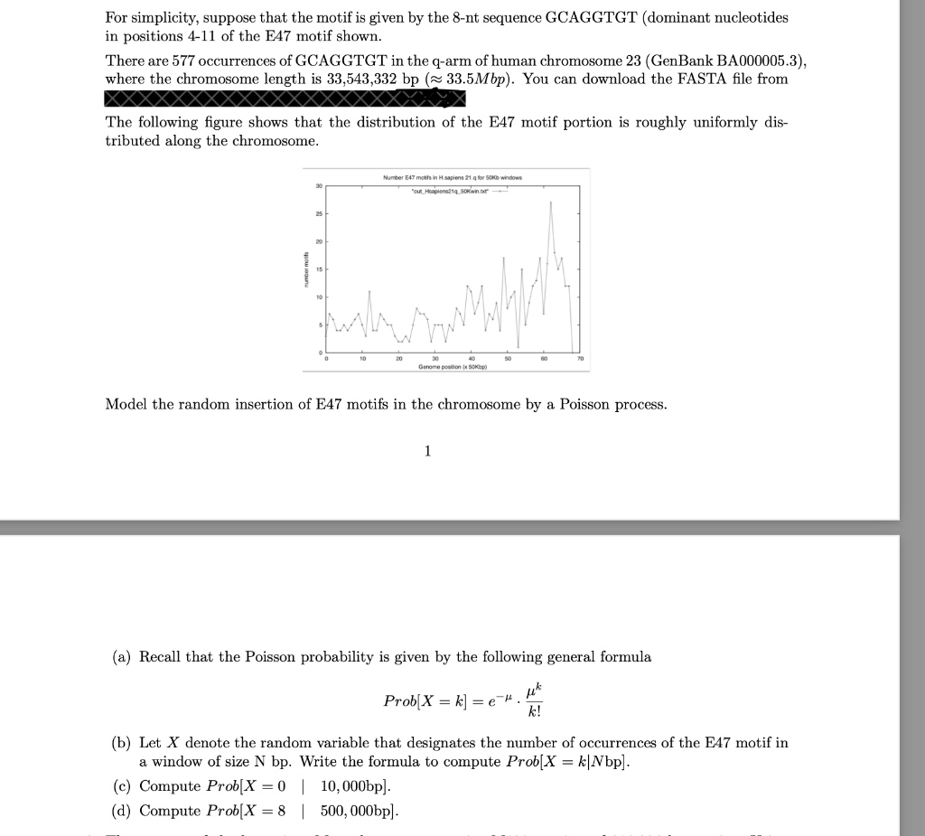 Solved For simplicity, suppose that the motif is given by | Chegg.com