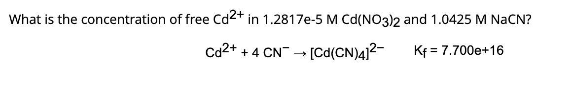 Solved What is the concentration of free Cd2+ in | Chegg.com