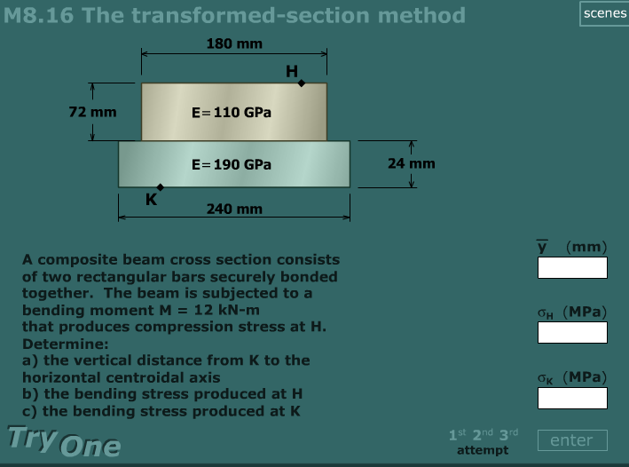 Solved scenes M8.16 The transformed-section method 180 mm H | Chegg.com