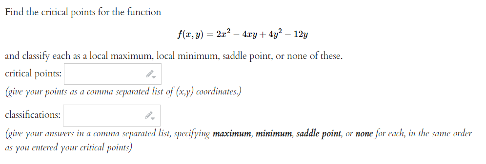 Solved Find the critical points for the function | Chegg.com