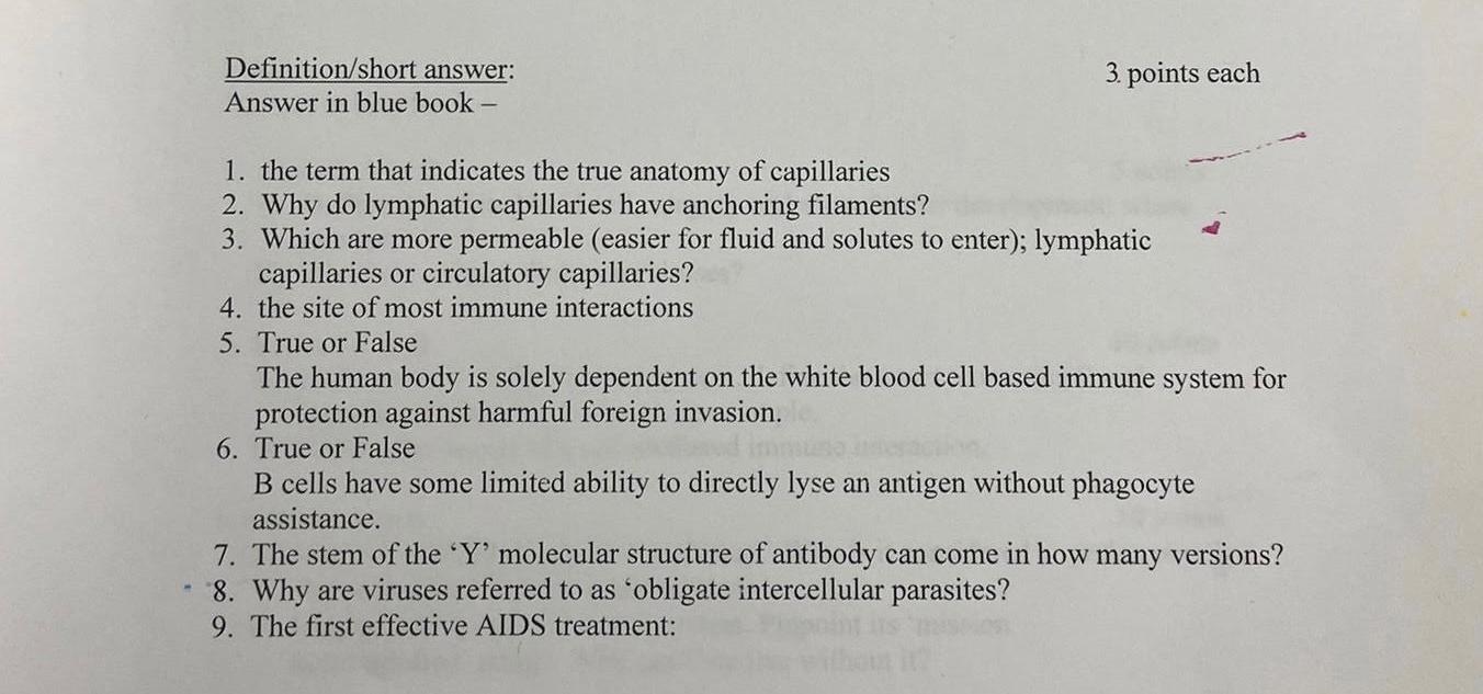Solved Definition/short answer: Answer in blue book - 3. | Chegg.com