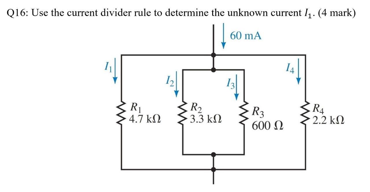 Solved Q16: Use the current divider rule to determine the | Chegg.com