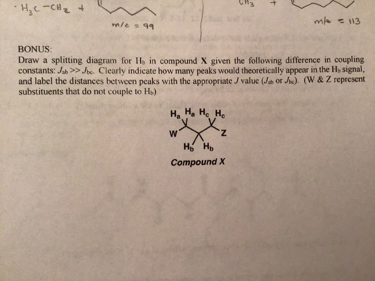 Solved draw a splitting diagram for hb in compound x given | Chegg.com