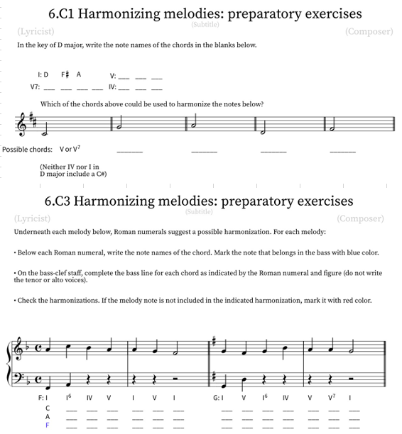 6.C1 ﻿Harmonizing melodies: preparatory exercisesIn | Chegg.com