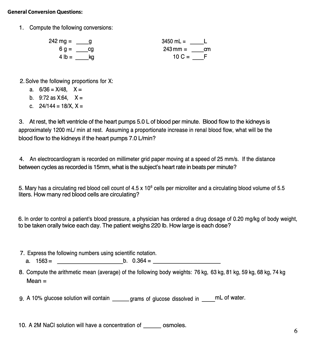 Solved General Conversion Questions:Compute the following | Chegg.com