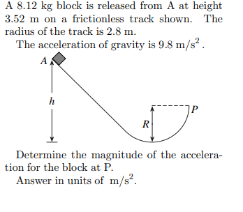 Solved A 8.12 kg block is released from A at height 3.52 m | Chegg.com