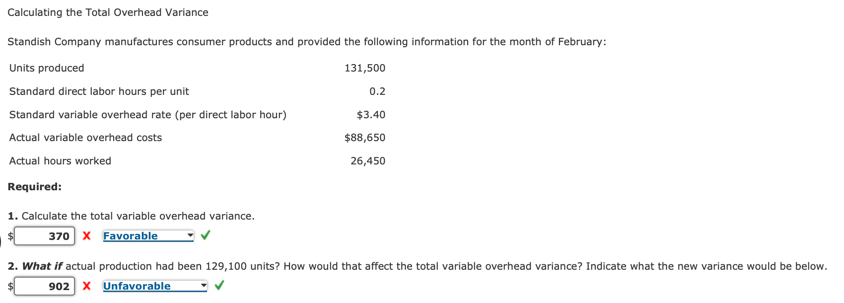Solved Calculating the Total Overhead VarianceStandish | Chegg.com