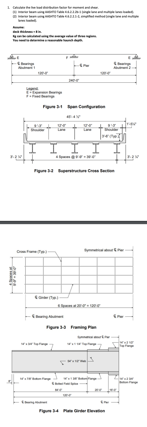 1. Calculate the live load distribution factor for | Chegg.com