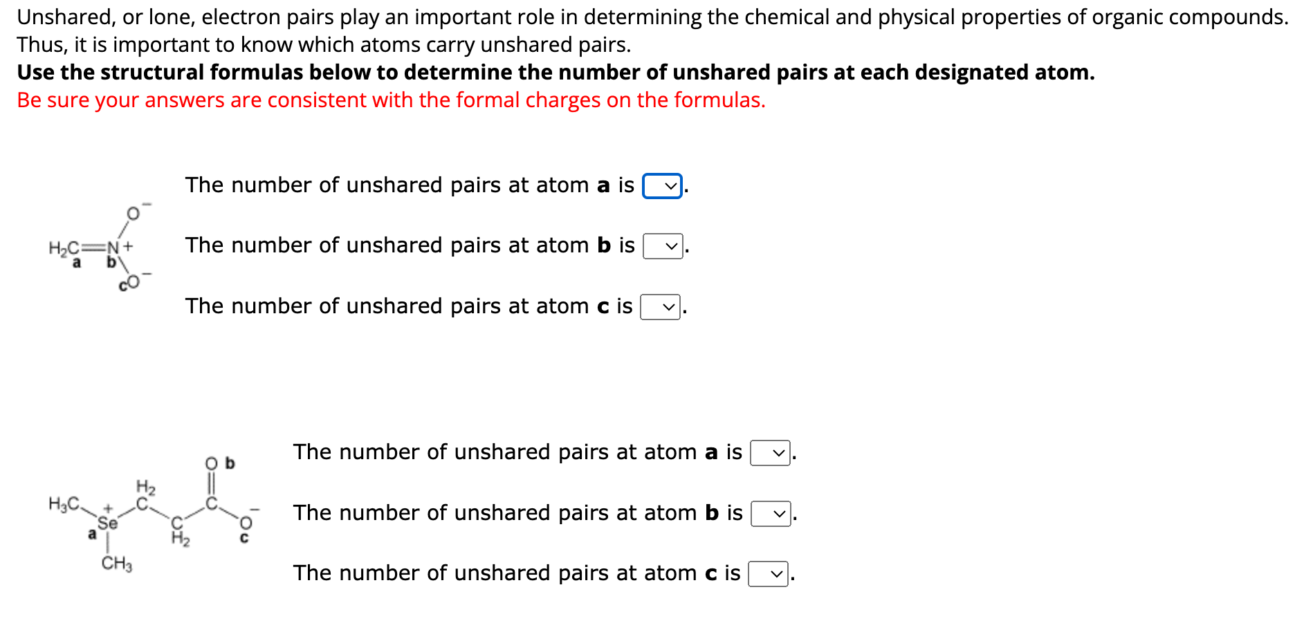 Solved Specify the number of unshared pairs of electrons | Chegg.com