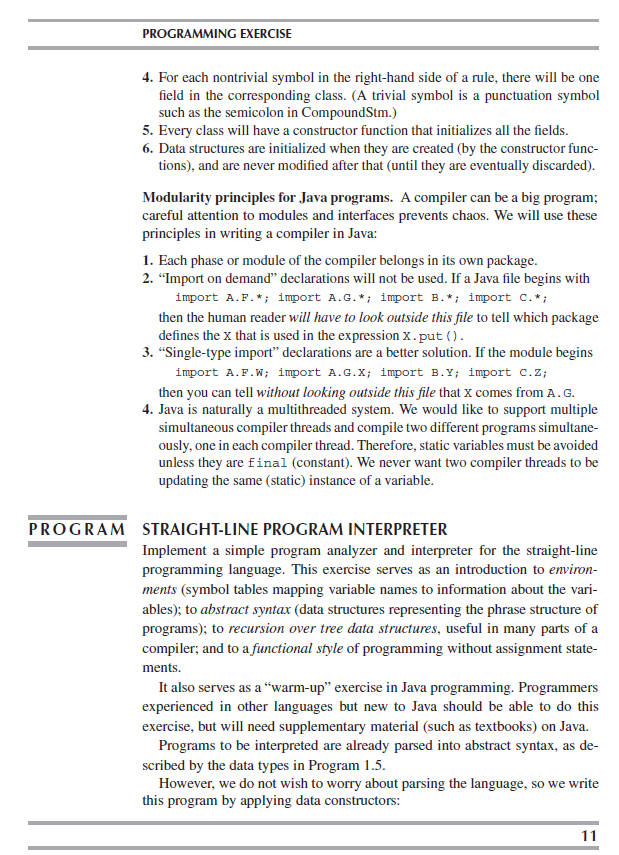 Straight line interpreter: 1. Write a Java function | Chegg.com