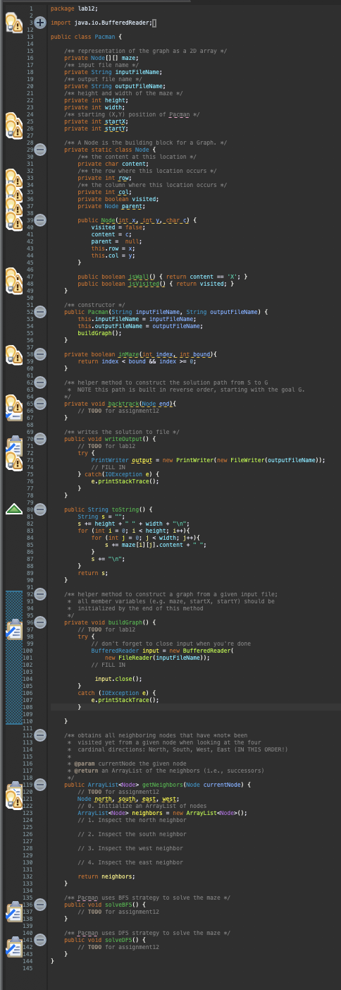 Solved package lab12; + import java.1o. BufferedReader:/ 13 | Chegg.com