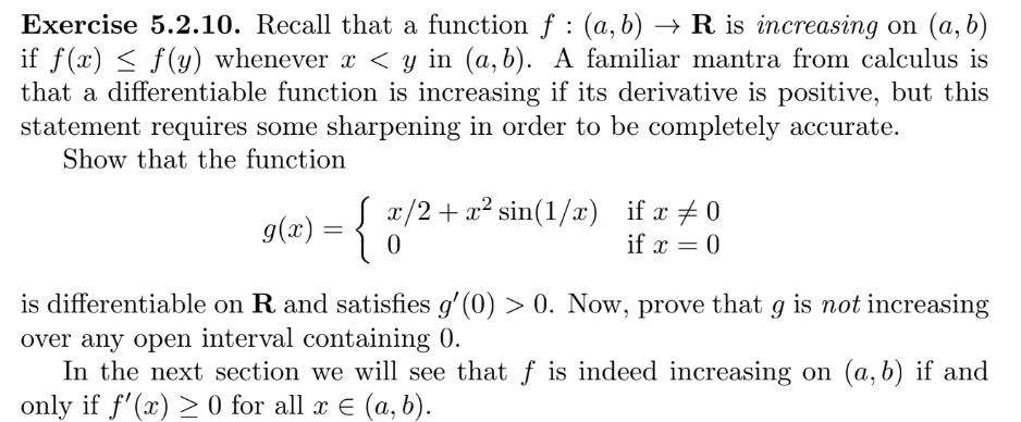 Solved Exercise 5.2.10. Recall that a function f:(a,b)→R is | Chegg.com