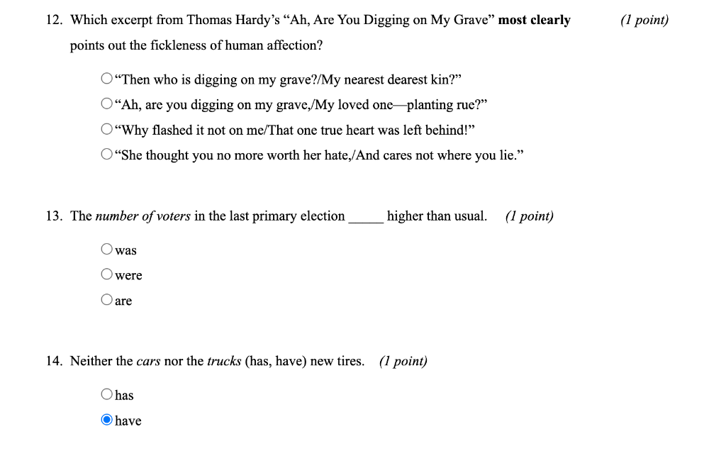 12. Which excerpt from Thomas Hardy's "Ah, Are You | Chegg.com