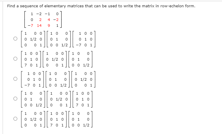 Solved Find a sequence of elementary matrices that can be | Chegg.com