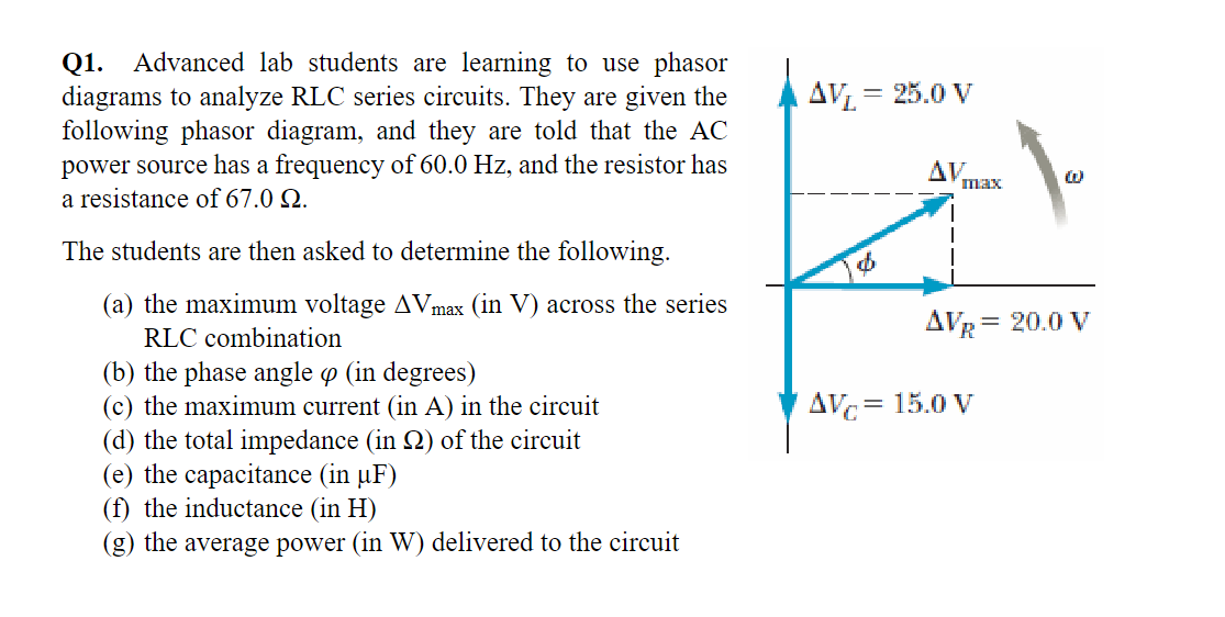 Q1. Advanced lab students are learning to use phasor | Chegg.com