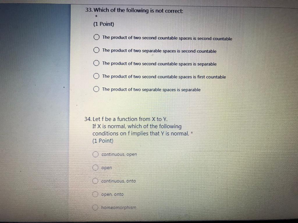 Solved 33. Which of the following is not correct: (1 Point) | Chegg.com
